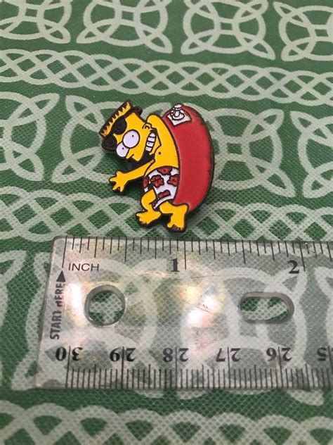 Vintage 1980s Bart Simpson Swimming Pool Tube Float Enamel Lapel Pin
