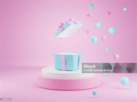 제품 컨셉을 위한 빈 오픈 기프트 박스를 표시하는 지오메트리 포디엄 0명에 대한 스톡 사진 및 기타 이미지 0명 3차원 형태 개념 Istock