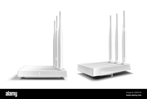Wifi Router Wireless Broadband Modem With Antennas Isolated On White Background Vector