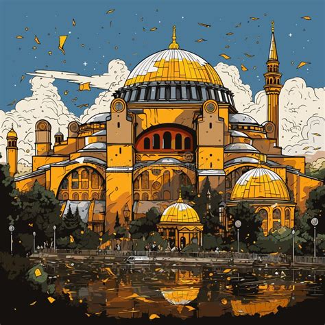 Hagia Sophia Hand Drawn Comic Illustration Hagia Sophia Vector Doodle Style Cartoon
