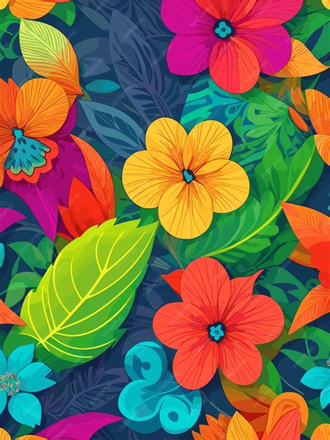 Premium Ai Image Flower And Leaf Patterns Illustration