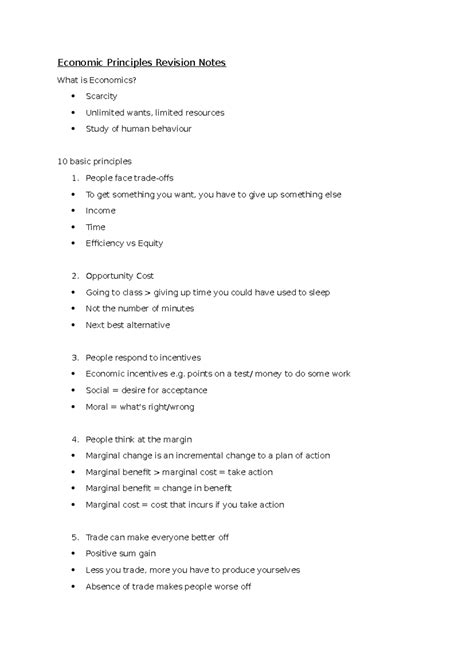 Economic Principles Revision Notes Macro Economic Principles Revision Notes What Is