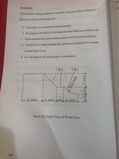 Solved Problem 8 F Write A Cnc Turning Program To Make The