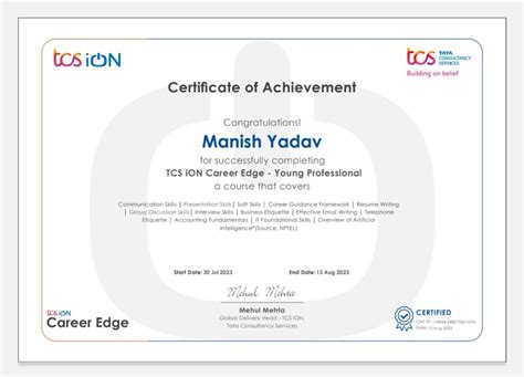 Manish Yadav On Linkedin Course Completed Give By Tcs Gained Lots Of Information