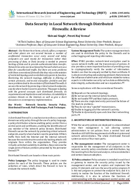 Pdf Irjet Data Security In Local Network Through Distributed