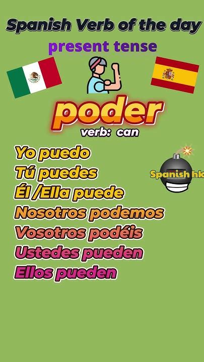 Daily Spanish Verb Poder Can Presente Present Tense Shorts Spanishlanguage