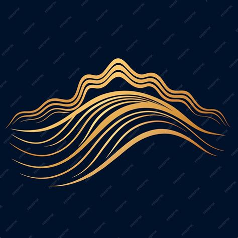 Vector Abstract Line Art Wavy Smooth Flowing Dynamic Gold Gradient Isolated Dark Teal Blue