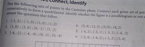 Solved Connect Identify Plot The Following Sets Of Points In The