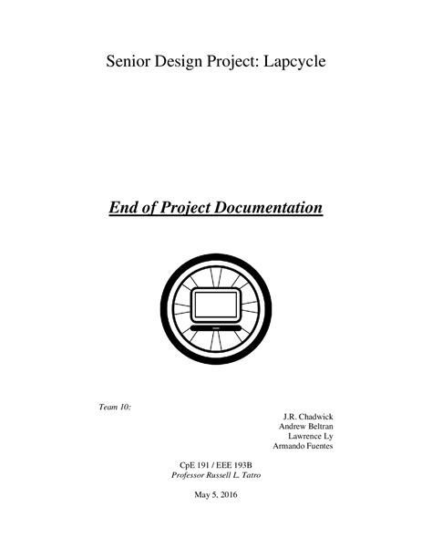 Senior Design Project Lapcycle End Of Project Summaries Design