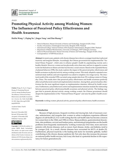 Pdf Promoting Physical Activity Among Working Women The Influence Of Perceived Policy