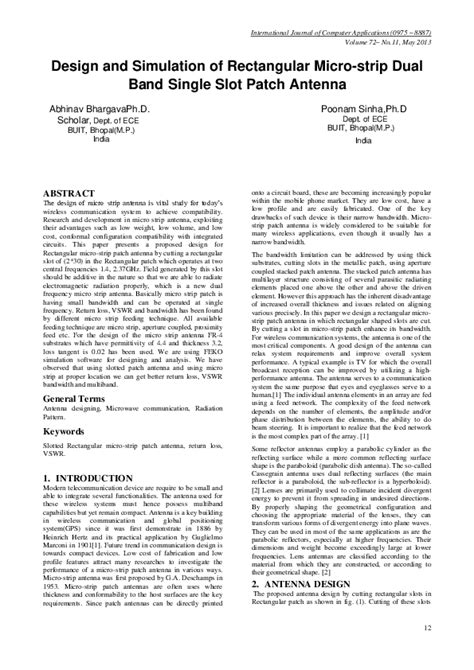 Pdf Design And Simulation Of Rectangular Micro Strip Dual Band Single