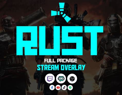 Rust Blue Complate Animated Twitch Package Rust Big Stream Pack Webcam 4 Type Virtual Camera