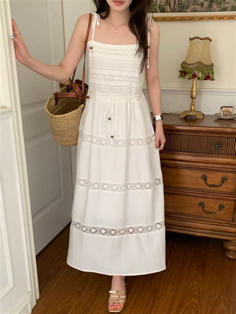 보헤미안 화이트 롱 원피스