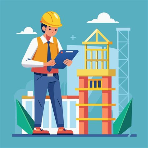 Premium Vector Design A Flatstyle Structural Engineer Inspecting A Building