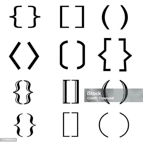 괄호 흰색 바탕에 아이콘을 설정 합니다 플랫 스타일입니다 웹 사이트 디자인 로고 앱 Ui에 대 한 중괄호 설정 아이콘입니다