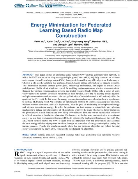 Pdf Energy Minimization For Federated Learning Based Radio Map Construction
