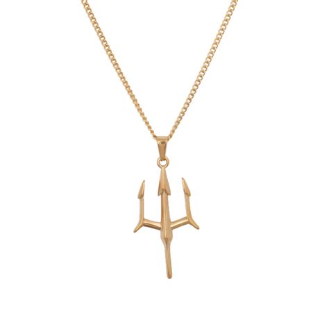 Gold Trident Pendant Necklace Etrnl