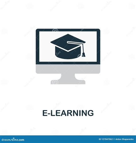 E Learning Flat Icon Monochrome Style Design From Online Education Icon Collection Ui And Ux