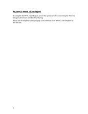 Netw Week Lab Report NETW Week Lab Report To Complete The