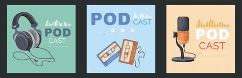 팟캐스트 커버 팟 캐스트 쇼 표지 스피커 음성 마이크 녹음 라디오 음악 방송 오디오 소리 음성 온라인 방송 소셜 미디어 통신 벡터 일러스트 레이 션 말하기에 대한 스톡 벡터