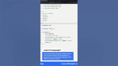 Live Coding Learning C Language Youtube