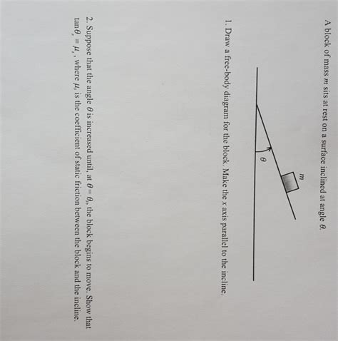 Solved A Block Of Mass M Sits At Rest On A Surface Inclined Chegg Com