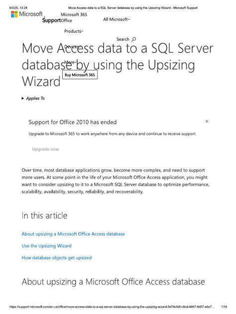 Move Access Data To A Sql Server Database By Using The Upsizing Wizard