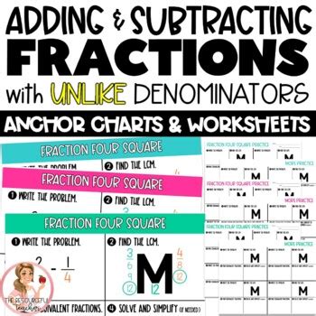 ADD And SUBTRACT FRACTIONS Unlike Denominators ANCHOR CHARTS And WORKSHEETS