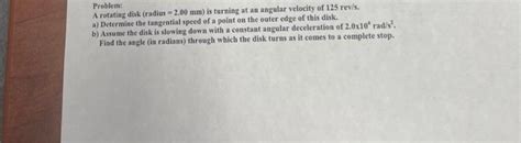 Solved Problem A Rotating Disk Radius 2 00 Mm Is Chegg