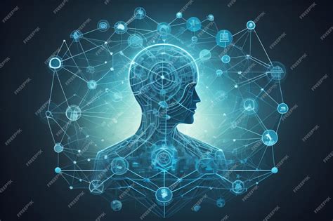Premium Photo A Blue Background With A Human Head And A Network Of