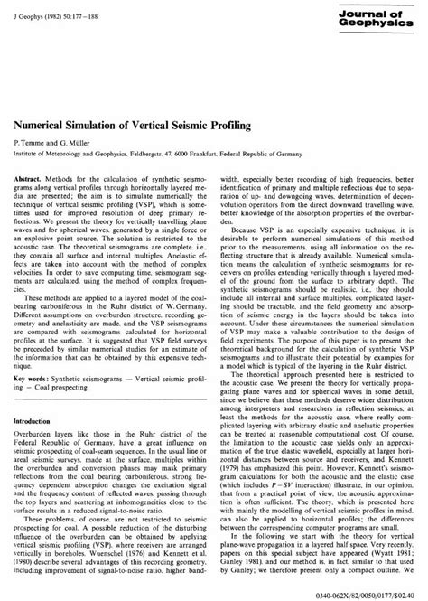 Pdf Numerical Simulation Of Vertical Seismic Profiling Dokumentips