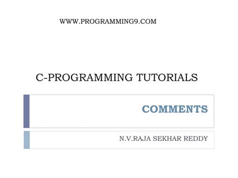 Comments In C Programming Ppt
