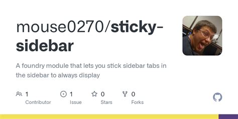 Github Mouse0270sticky Sidebar A Foundry Module That Lets You Stick Sidebar Tabs In The