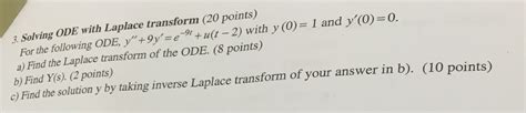 Solved Solving Ode With Laplace Transform For The Following