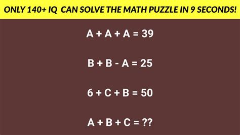 Only Geniuses With 140 Iq Can Solve The Math Puzzle In 9 Seconds