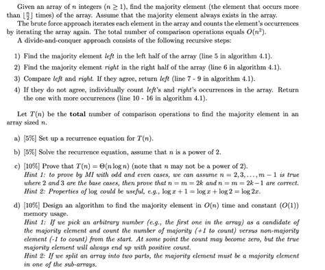 Solved Given An Array Of N Integers N 1 Find The