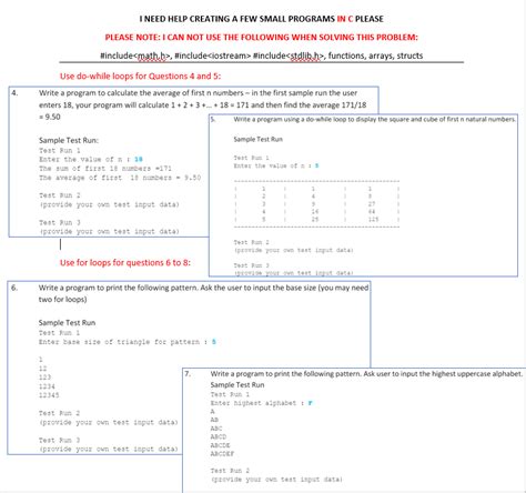 Solved I Need Help Creating A Few Small Programs In C Please