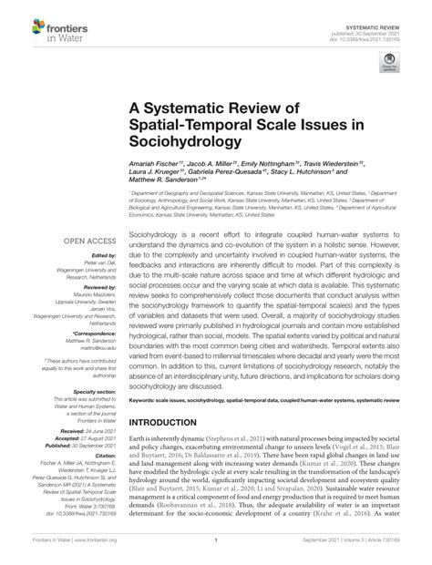 PDF A Systematic Review Of Spatial Temporal Scale Issues In Sociohydrology