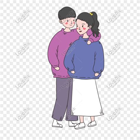 손으로 그린 만화 벡터 발렌타인 커플 Png 일러스트 무료 다운로드 Lovepik