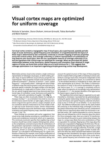PDF Visual Cortex Maps Are Optimized For Uniform Coverage