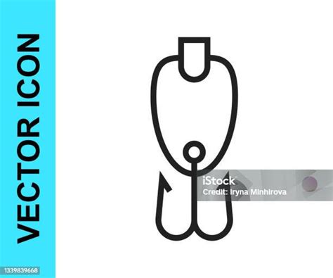 흰색 배경에 격리 된 검은 줄 낚시 미끼 아이콘 낚시 태클 벡터 강에 대한 스톡 벡터 아트 및 기타 이미지 강 검은색 금속 Istock