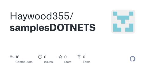 Github Haywood355samplesdotnets