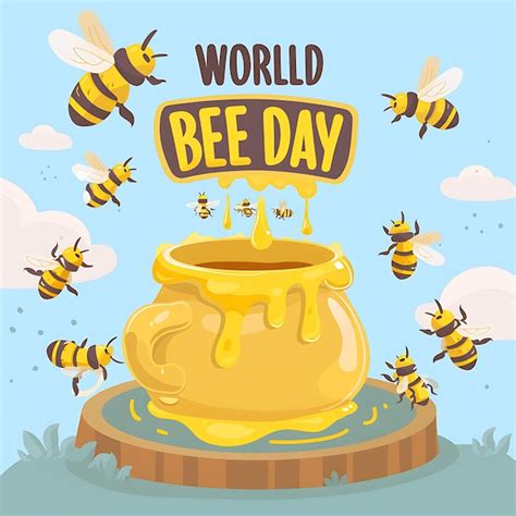 Premium Photo Buzzing Art Celebrating World Bee Day Through Creative Illustrations