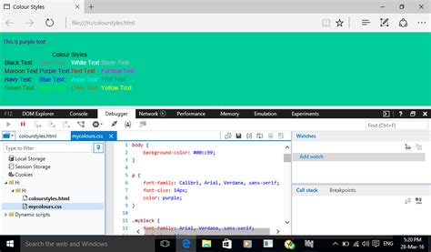 Screenshot Of Colour Styles On A Previewed Web Page