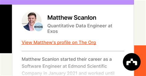 Matthew Scanlon Quantitative Data Engineer At Exos The Org