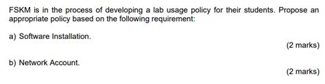 Solved Fskm Is In The Process Of Developing A Lab Usage