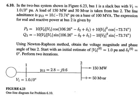 Solved 6 10 In The Two Bus System Shown In Figure 6 23 Bus Chegg Com