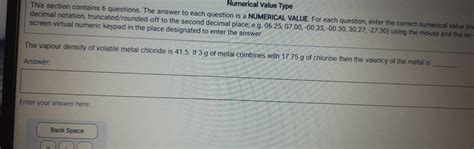 Numerical Value Type This Section Contains 6 Questions The Answer To Eac