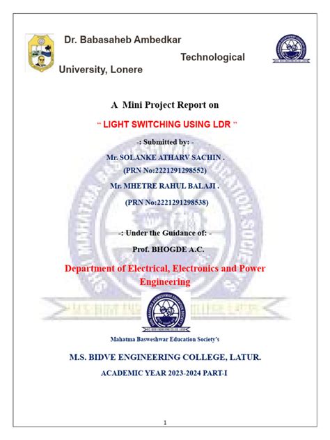Light Switch Mini Project Atharv Pdf Technology And Engineering