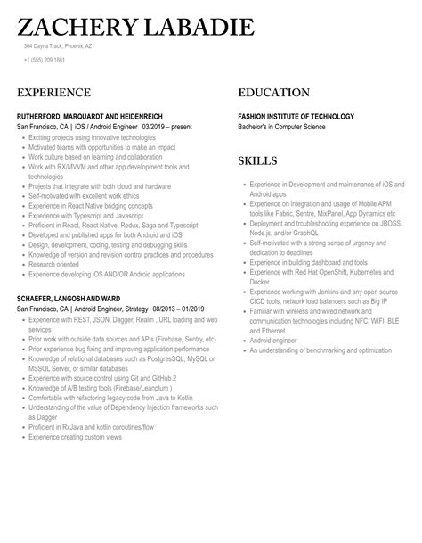 Android Engineer Resume Samples Velvet Jobs